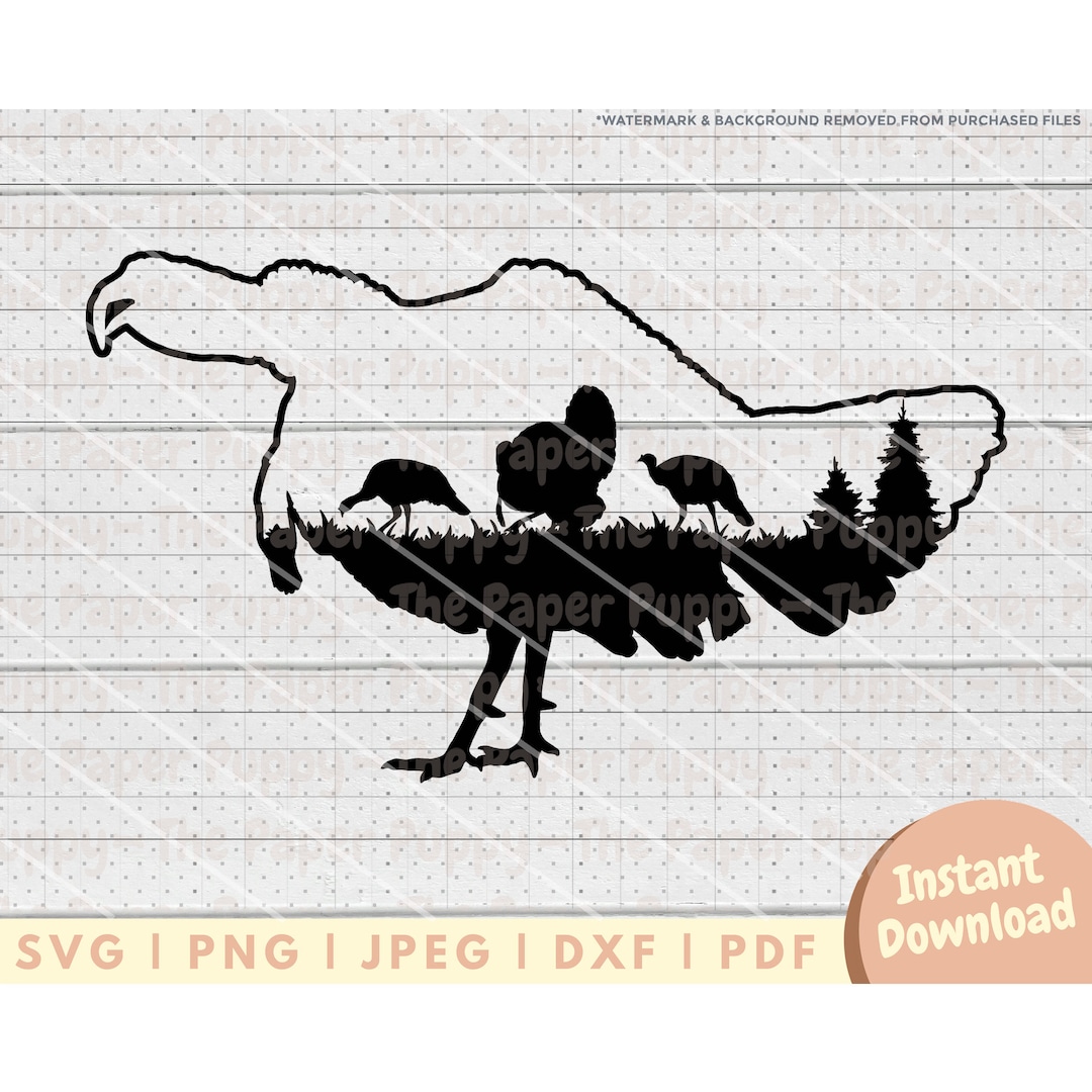 Turkey Hunting SVG - PNG, PDF, Dxf Cut File - Turkey and Hunter Digital ...