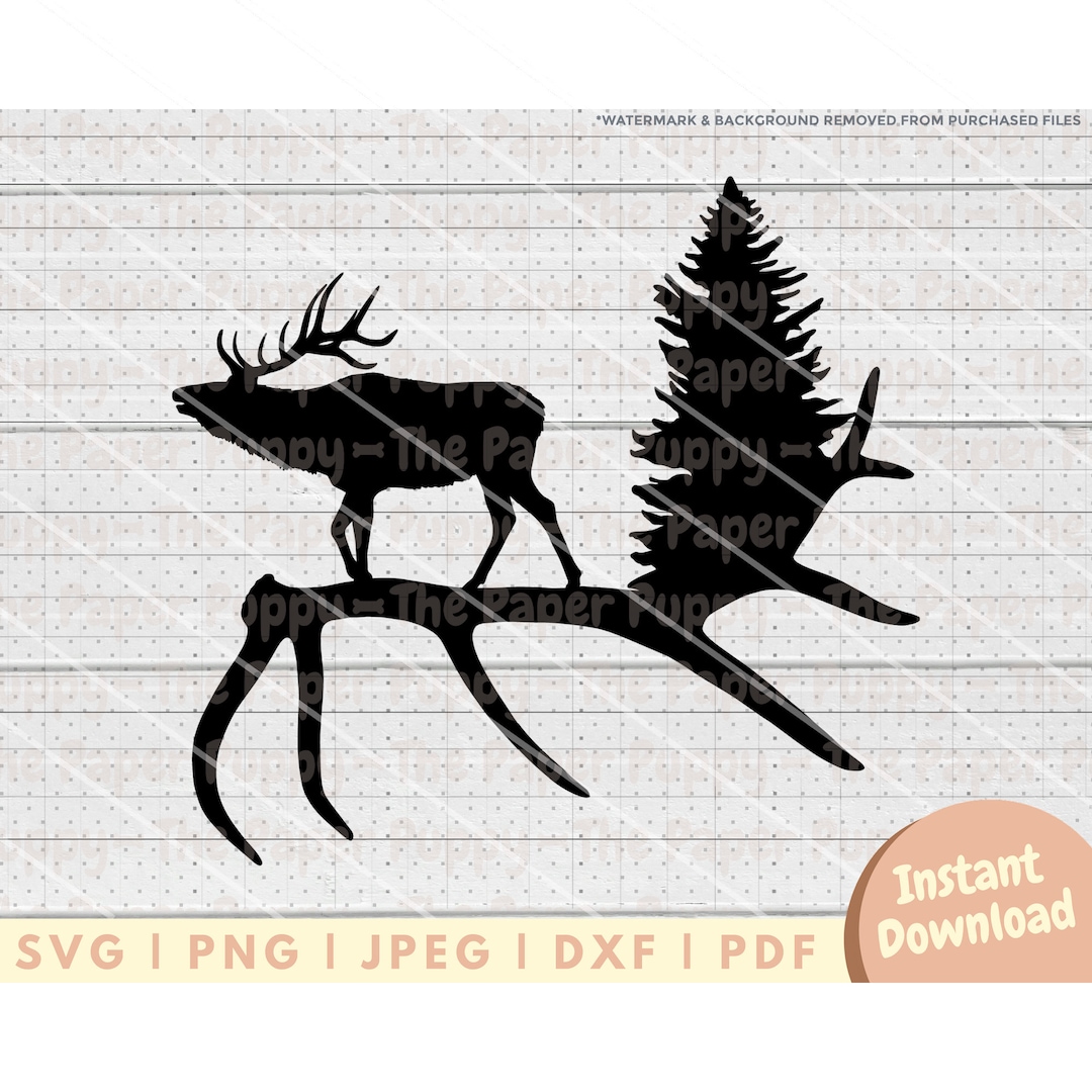 Elk Antler SVG File - PNG, PDF, Dxf, Cut File for Cutters and More ...