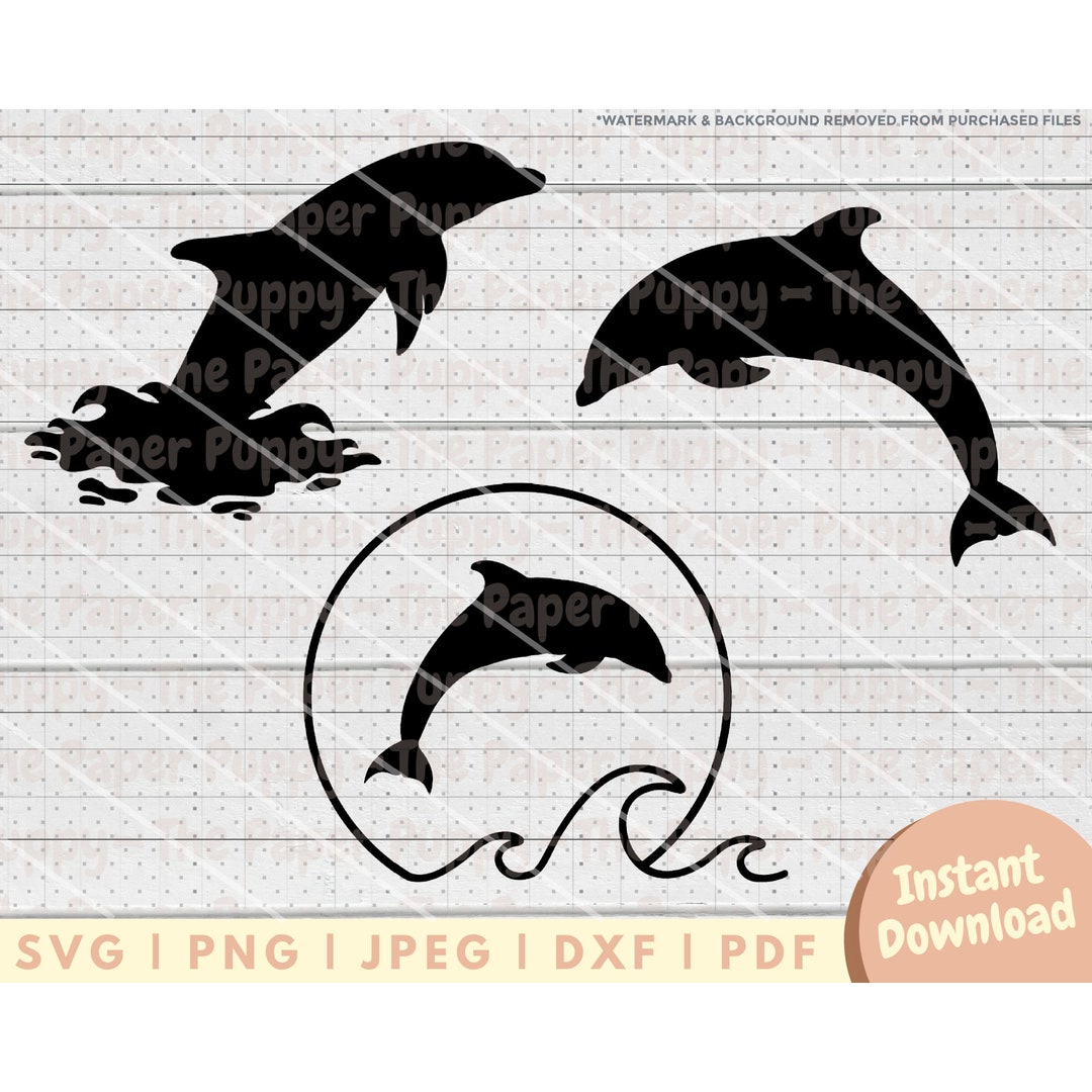 Dolphin SVG File - PNG, PDF, Dxf, Cut File for Cutters and More ...