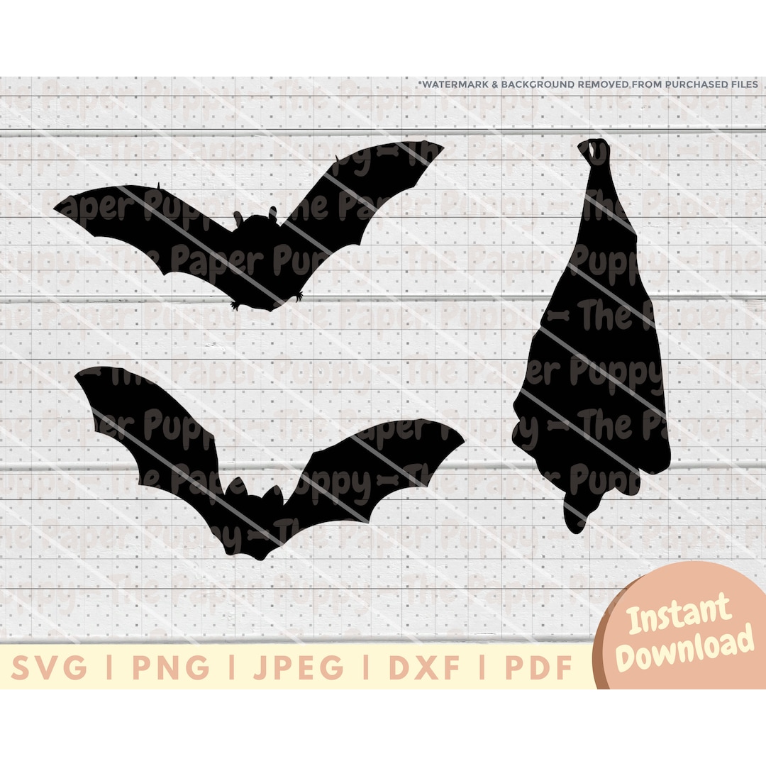Bat Silhouette SVG File PNG PDF Dxf Cut File for Cutters - Etsy