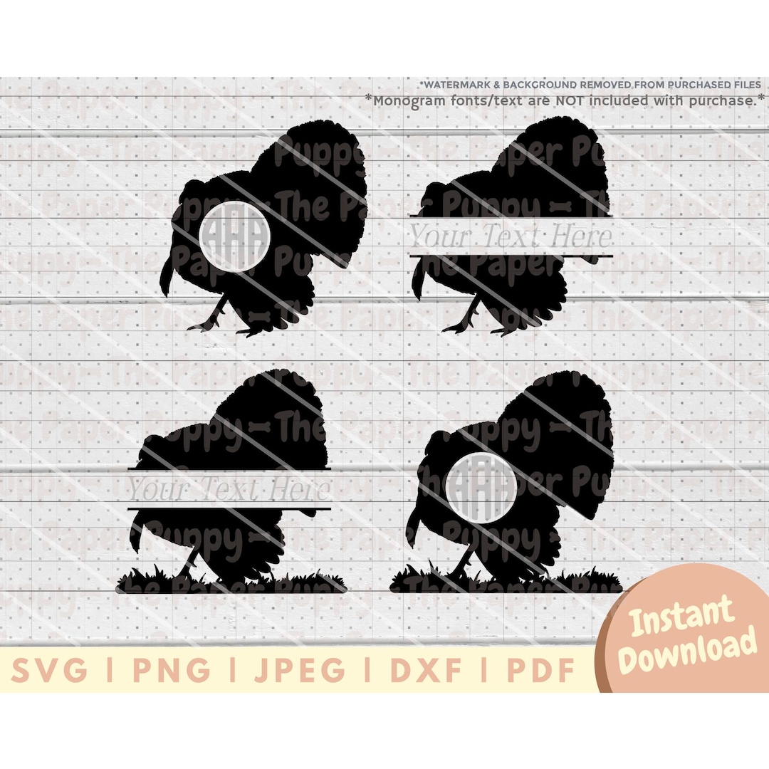 Turkey Monogram SVG File - PNG, PDF, Dxf, Cut File for Cutters & More ...