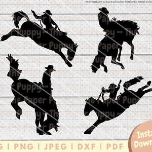 Bronc Riding SVG File PNG, PDF, Dxf, Cut File for Cutters and More ...