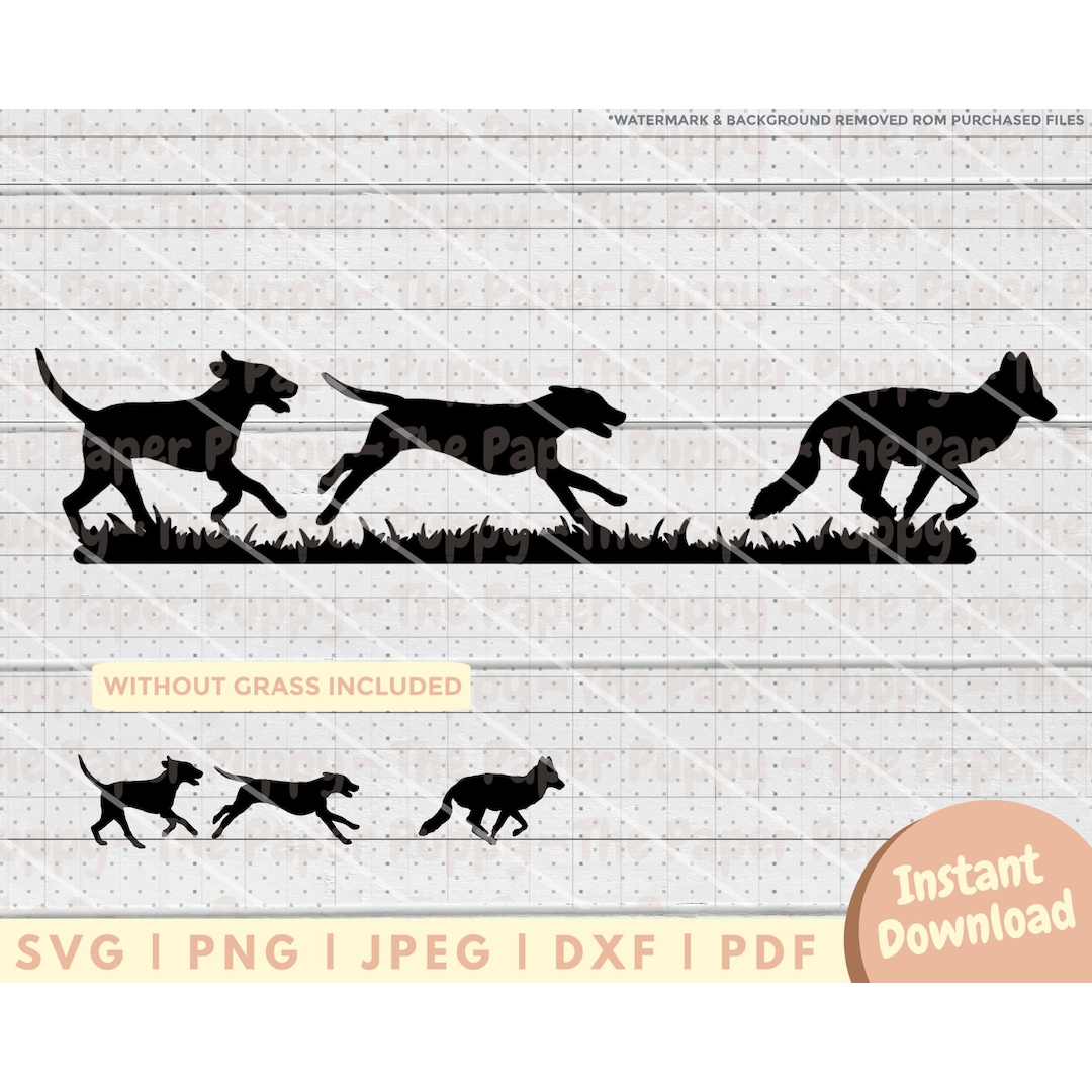 Hounds Chasing Coyote SVG - PNG, PDF, Dxf, Cut File for Cutters and ...