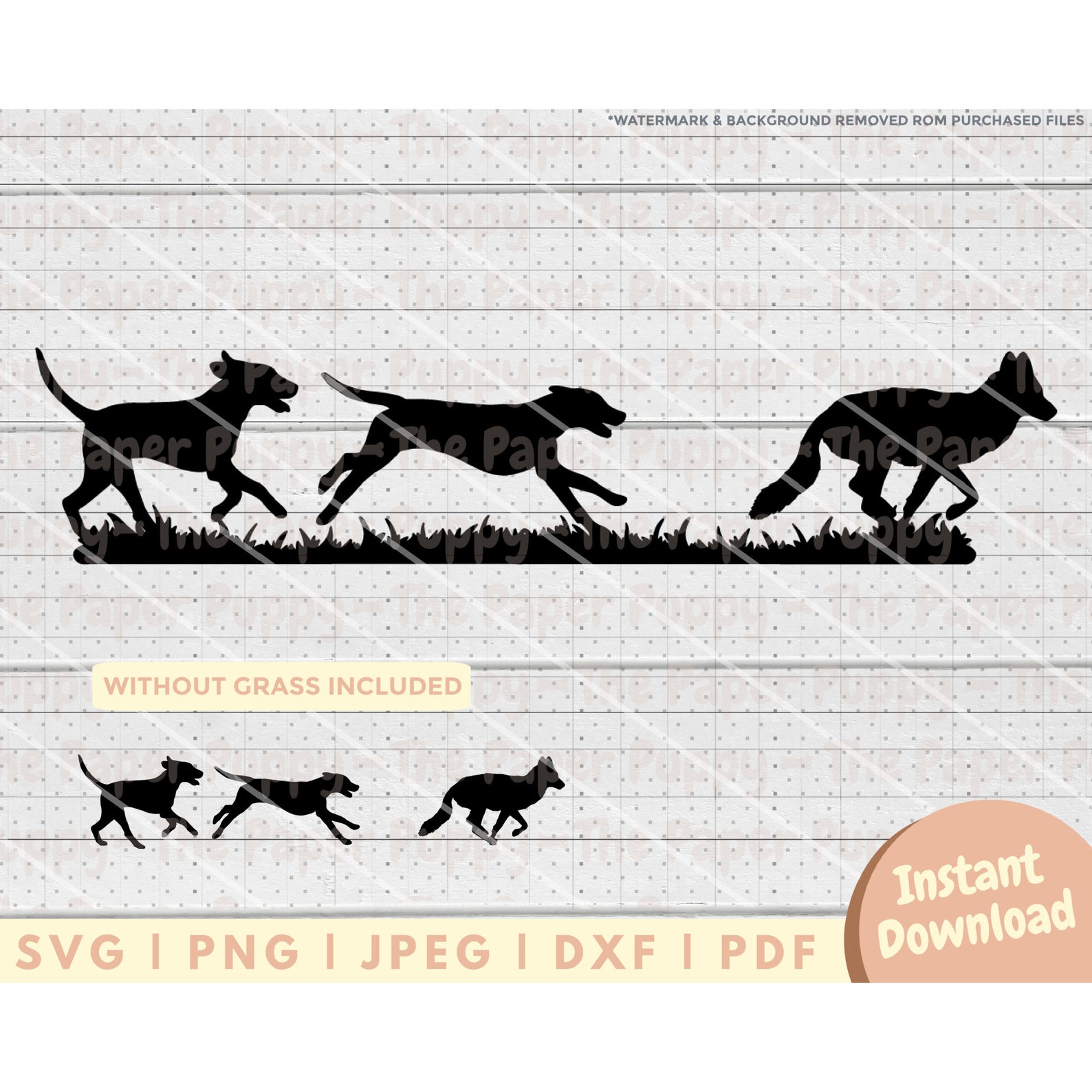 Hounds Chasing Coyote SVG - PNG, PDF, Dxf, Cut File for Cutters and ...