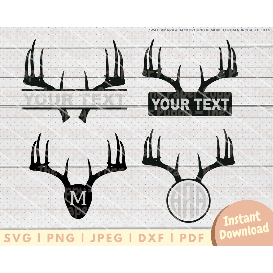 Deer Antler Monogram SVG File PNG, PDF, Dxf, Cut File for Cutters and ...