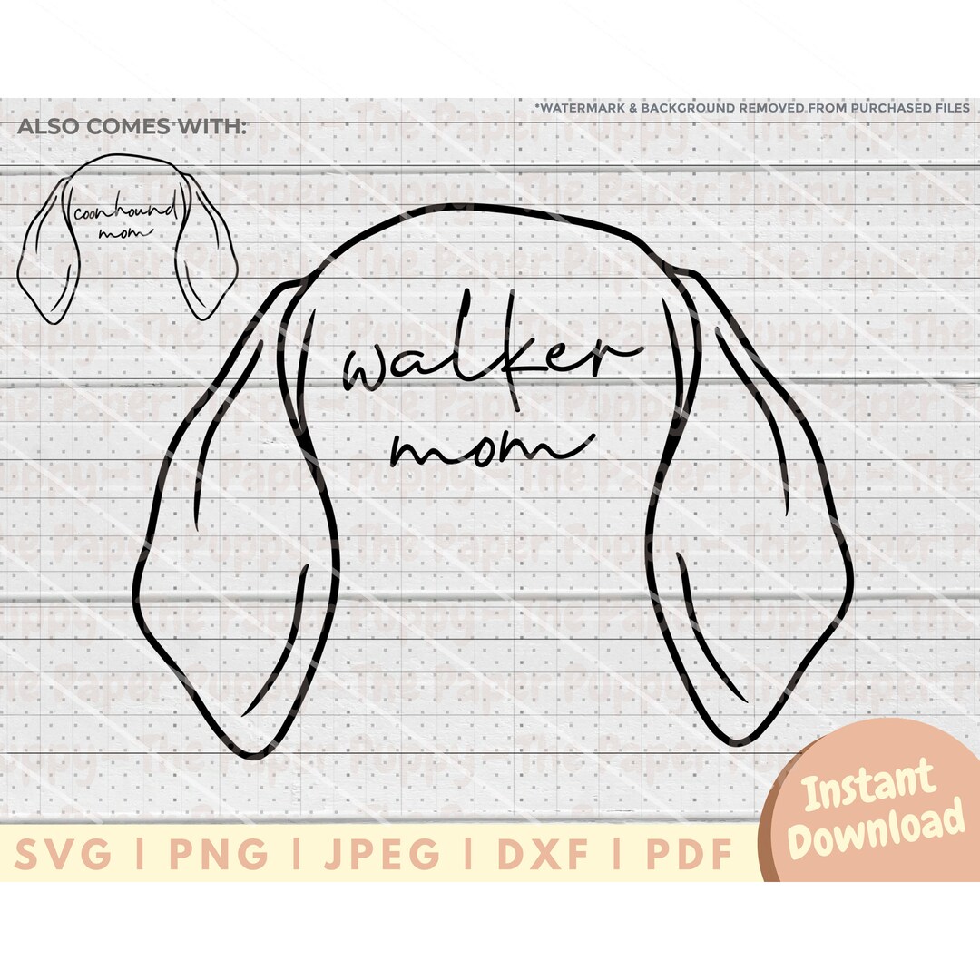 Walker Coonhound Ear SVG File - PNG, PDF, Dxf, Cut File for Cutters and ...