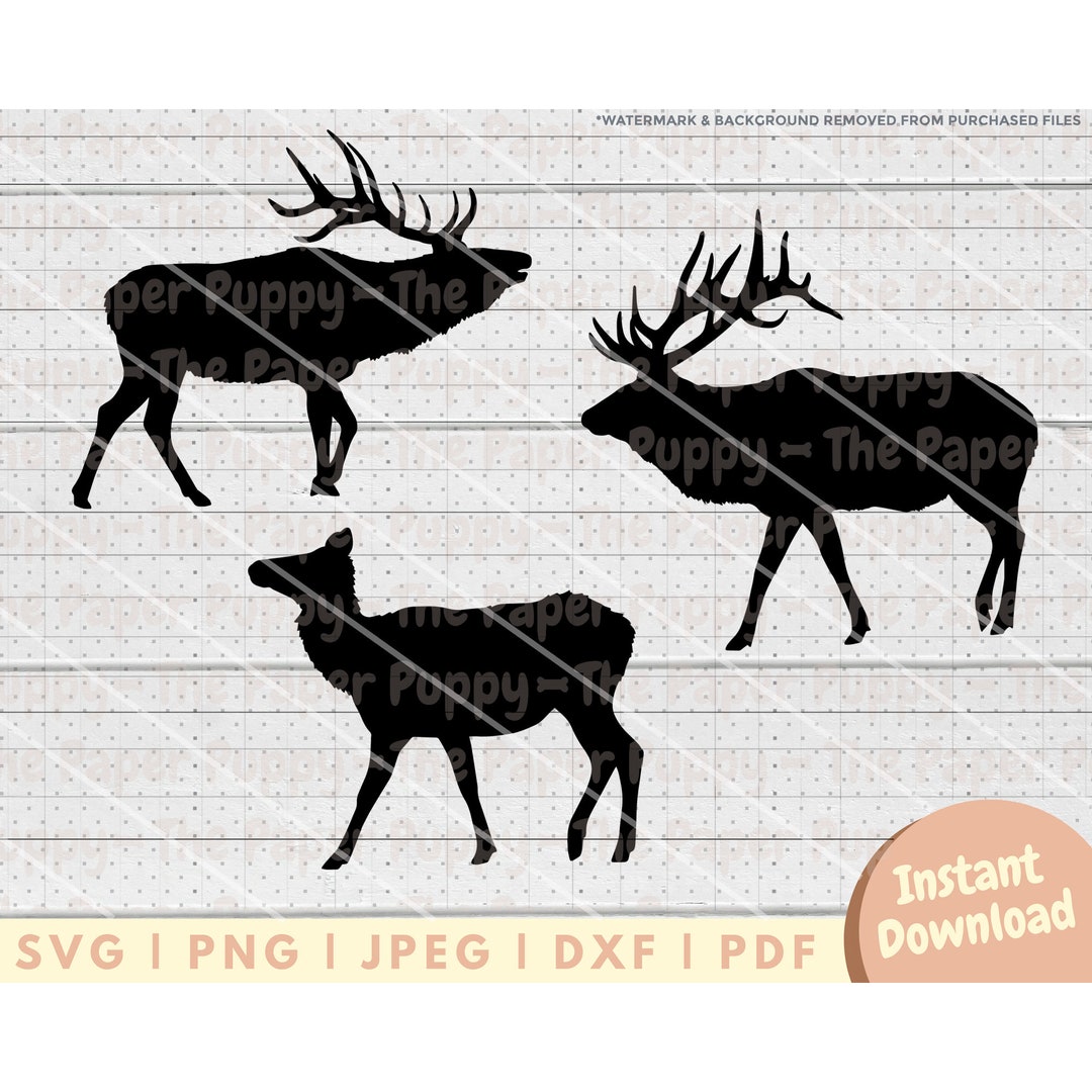 Elk SVG File Bundle - PNG, PDF, Dxf, Cut File for Cutters and More ...