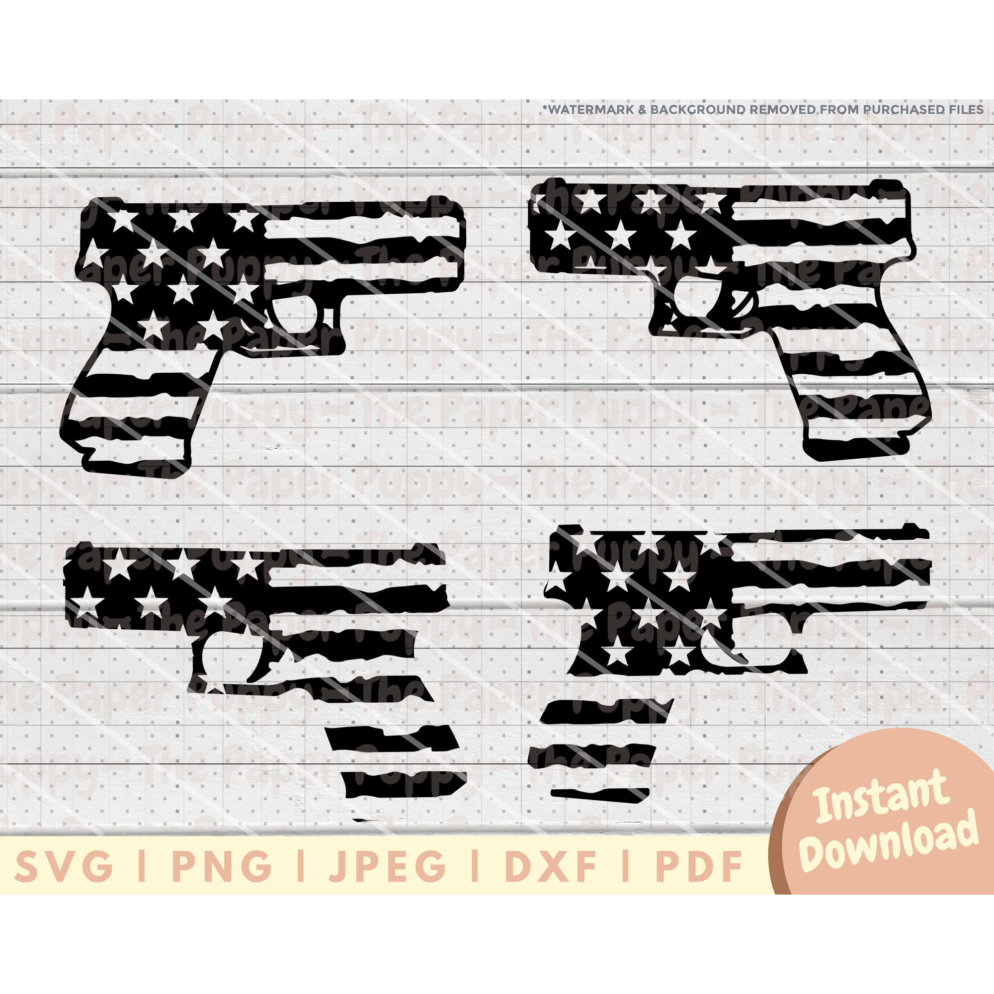 Pistol SVG File Bundle PNG PDF Dxf Cut File for Cutters - Etsy