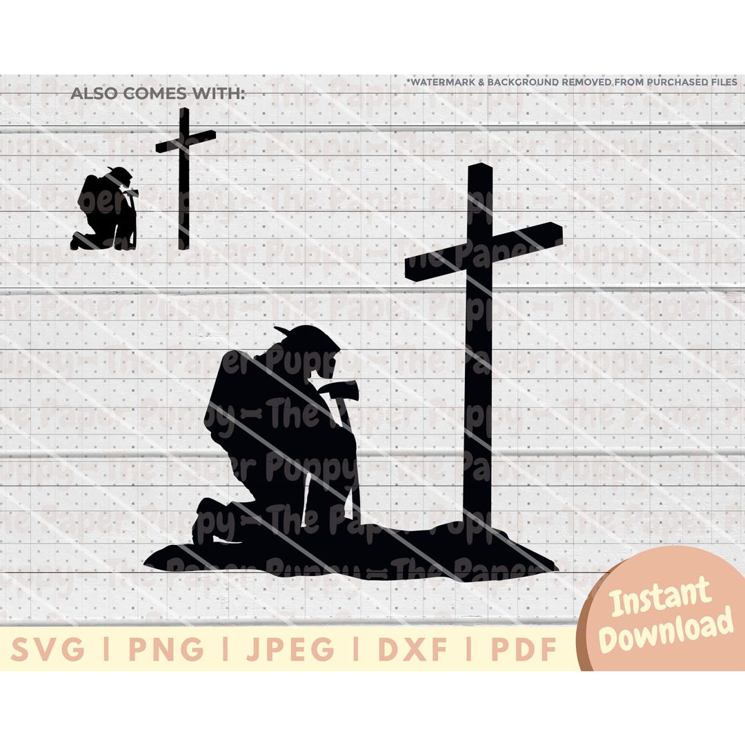 Praying Firefighter SVG File - PNG, PDF, Dxf, Cut File for Cutters ...