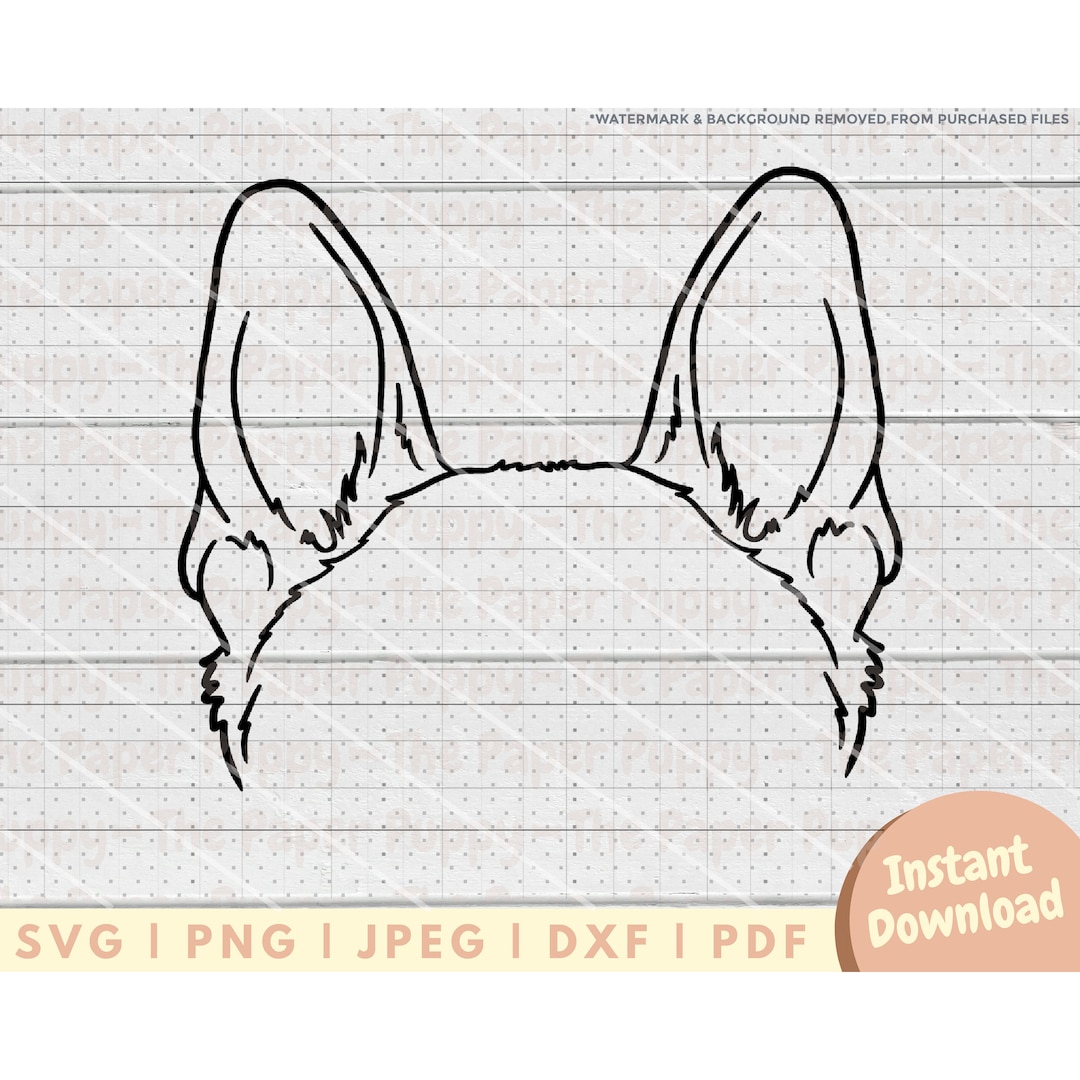 German Shepherd Ear SVG File - PNG, PDF, Dxf, Cut File for Cutters and ...