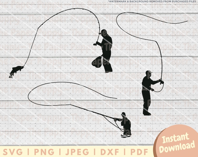 Fly Fishing Man Svg, Vector Clipart, INSTANT DIGITAL DOWNLOAD, Fly ...