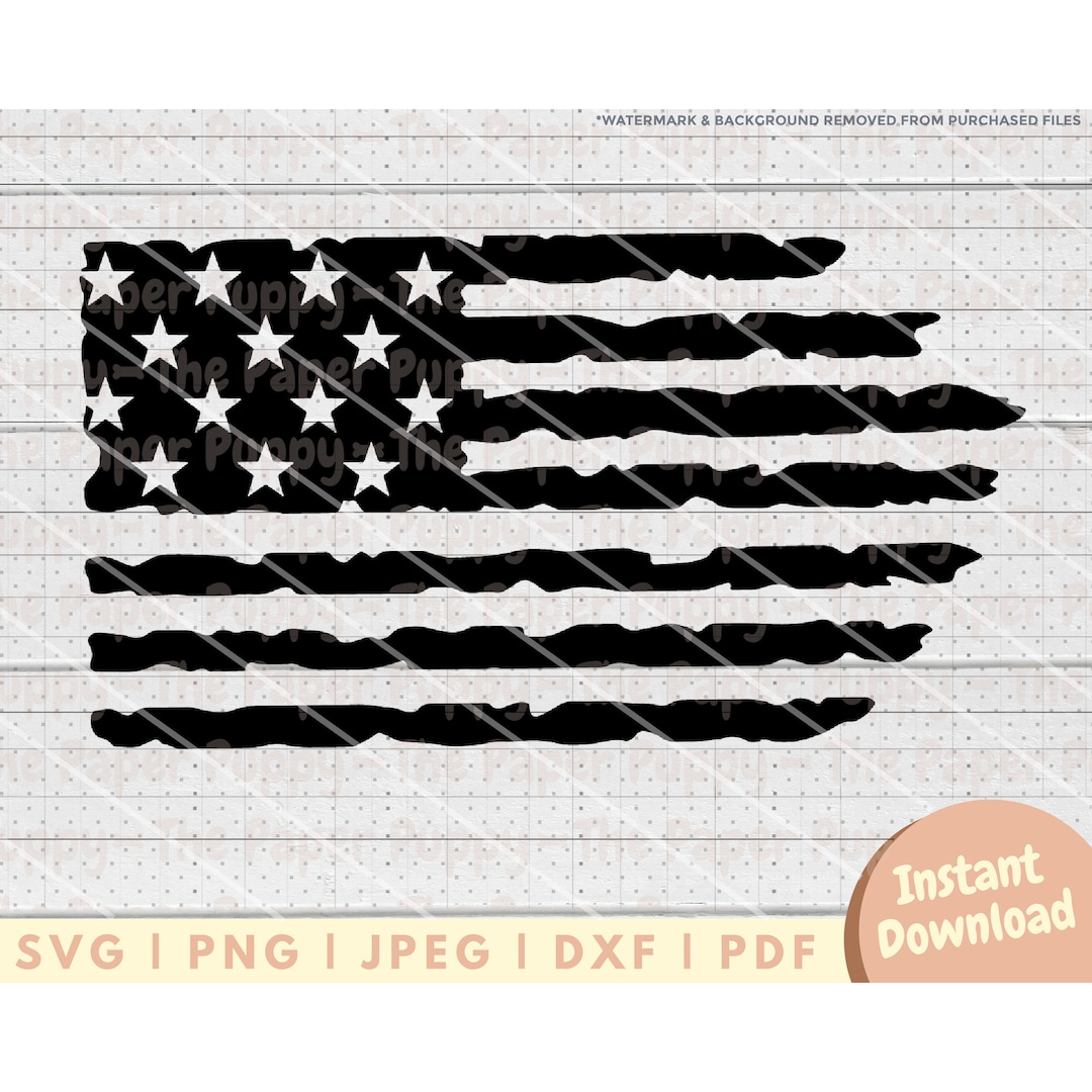 Distressed Flag SVG File - PNG, PDF, Dxf, Cut File for Cutters and More ...