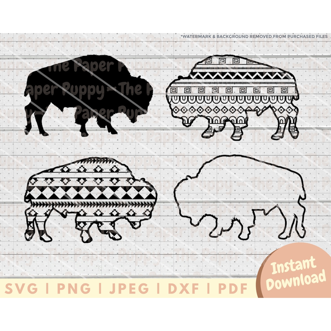 Bison SVG File - PNG, PDF, Dxf, Cut File for Cutters and More - Aztex ...
