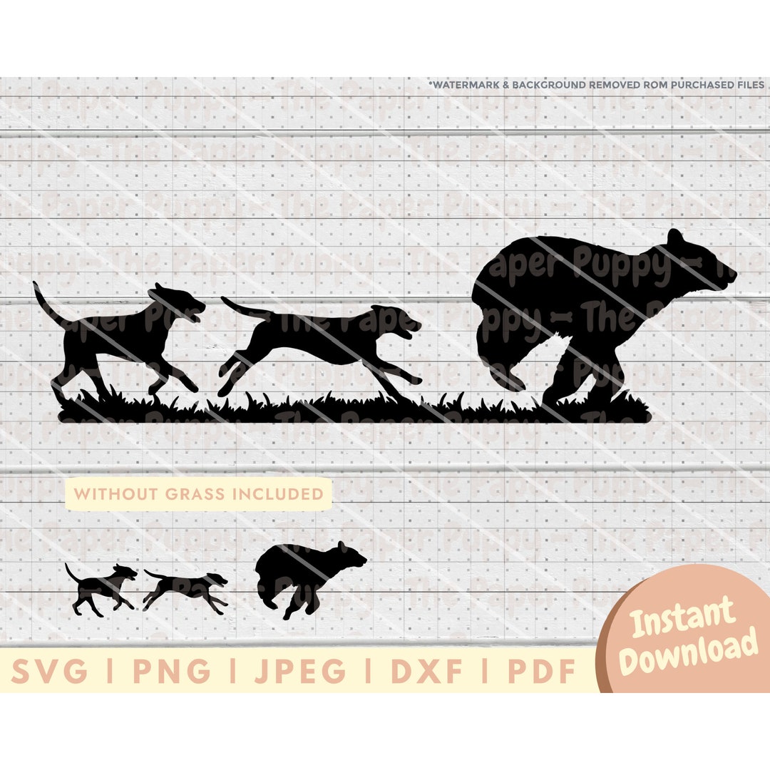 Hounds Chasing Bear SVG - PNG, PDF, Dxf, Cut File for Cutters and More ...
