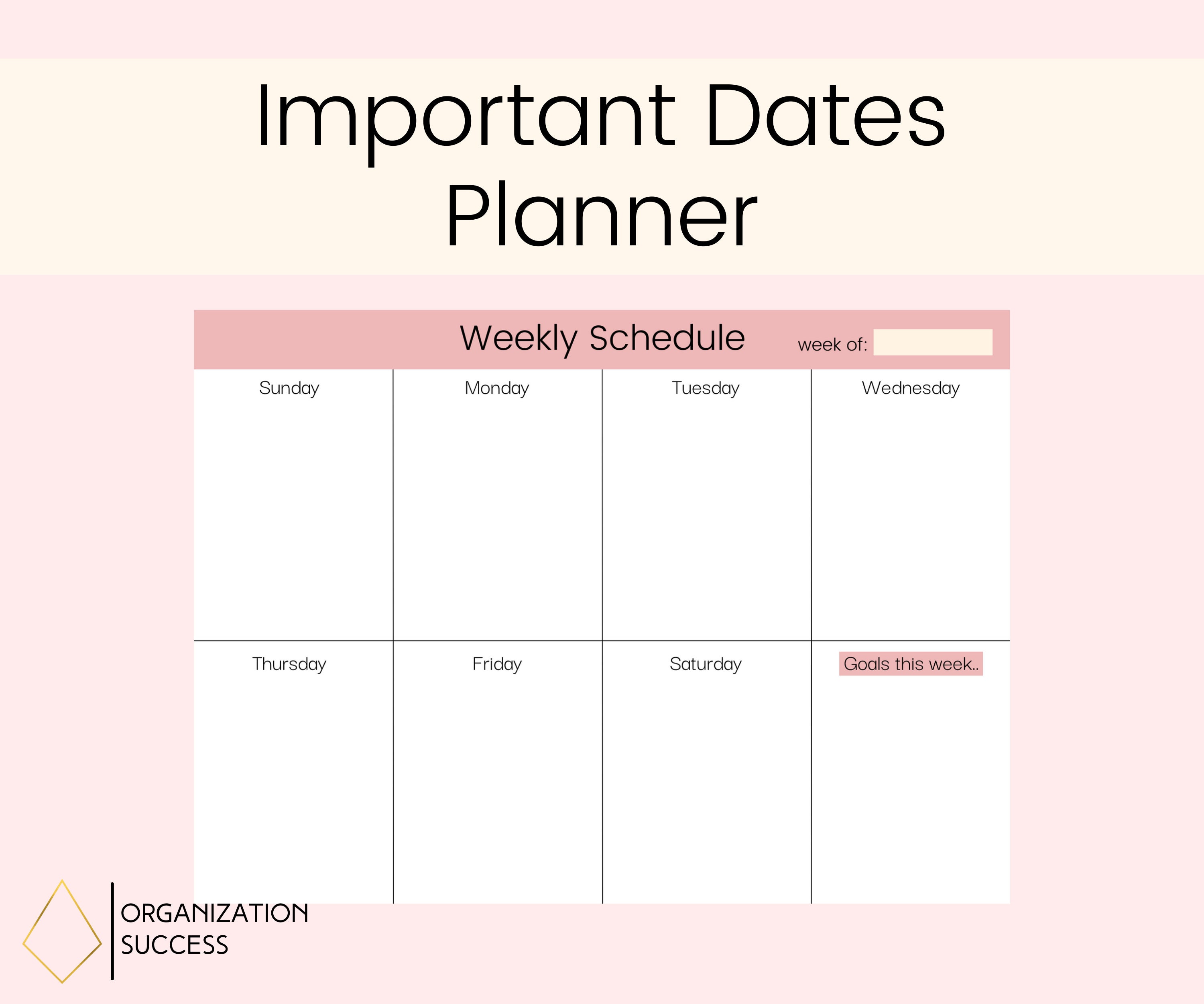 Important Dates Calendar | Printable Calendar | to Remember Planner ...