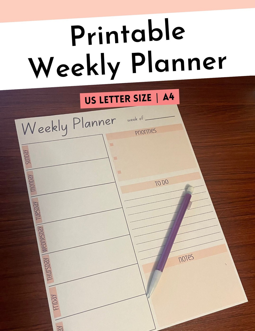 Desk Weekly Planner | Weekly Planner Digital | Weekly Schedule | Weekly ...