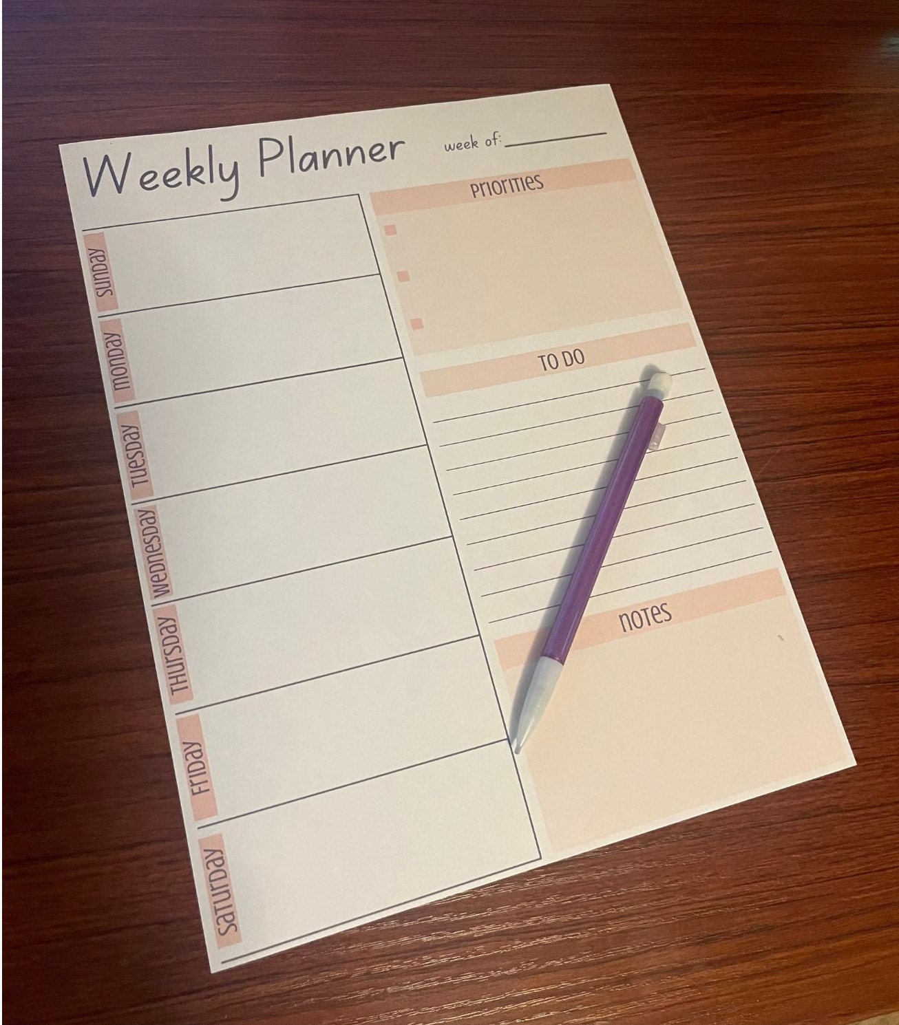 Desk Weekly Planner | Weekly Planner Digital | Weekly Schedule | Weekly ...