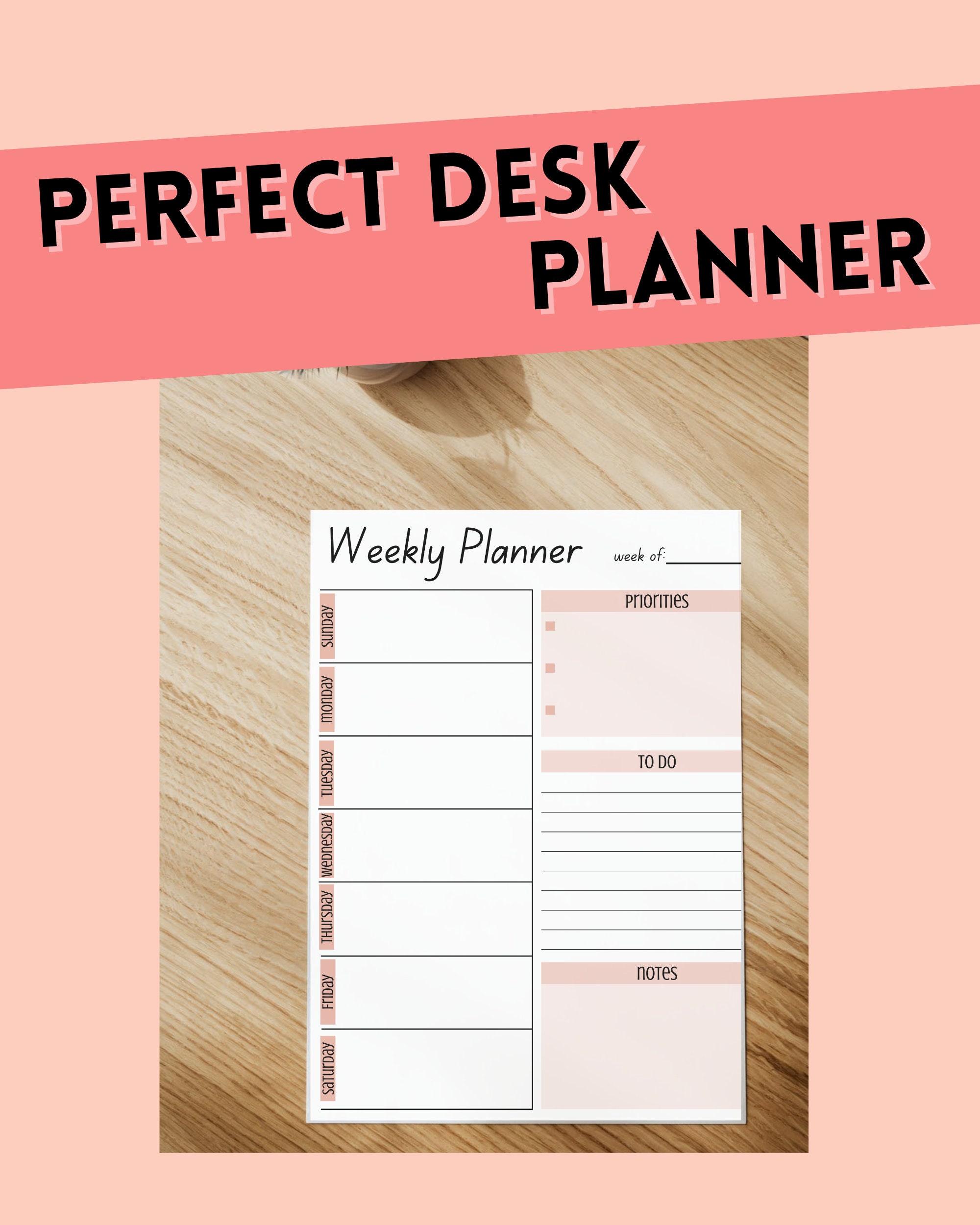Desk Weekly Planner | Weekly Planner Digital | Weekly Schedule | Weekly ...