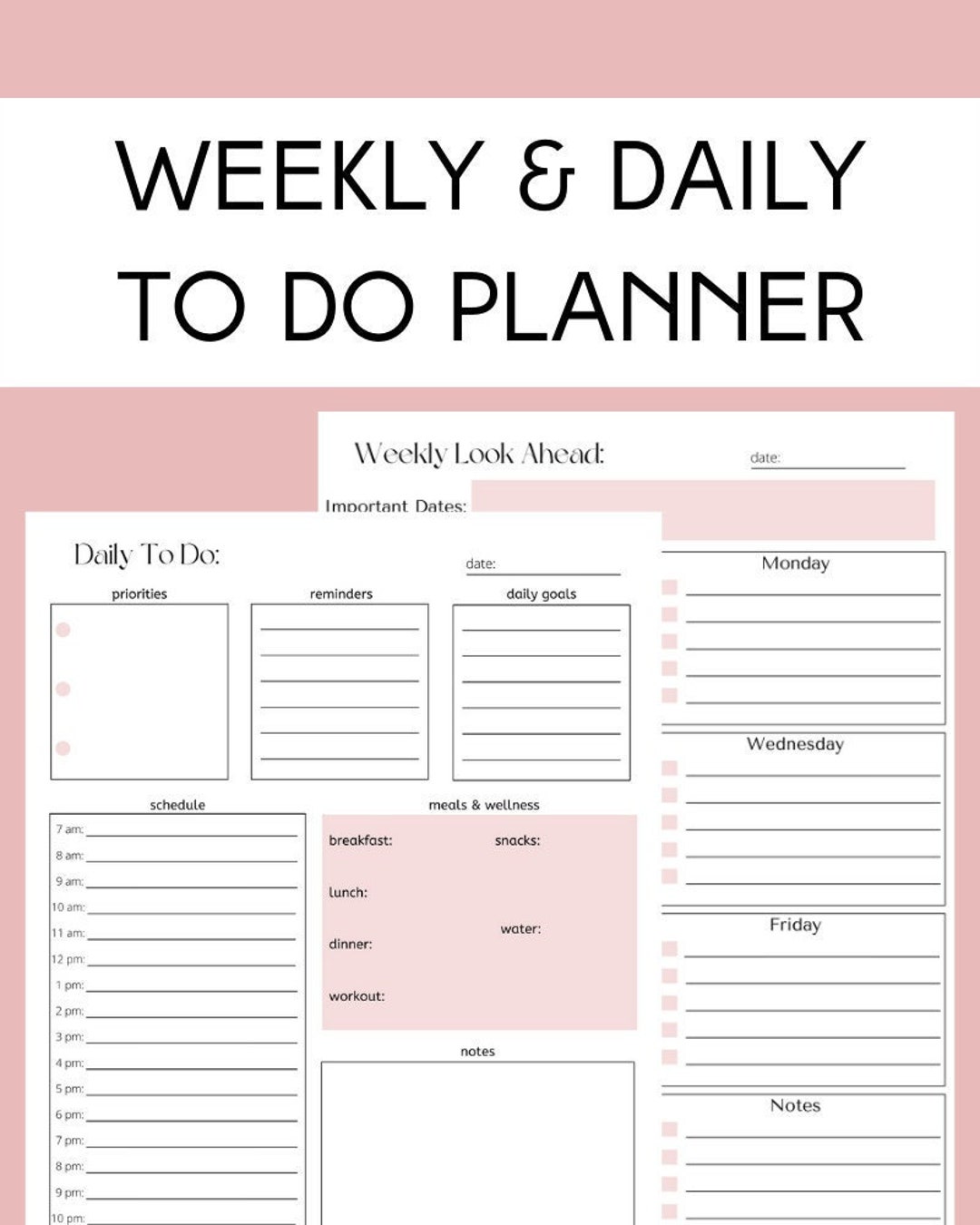 Weekly Look Ahead to Do List Planner | Weekly and Daily Planner ...