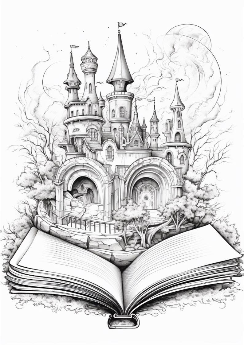Magic Fantasy Castle Coloring Pages | Fairy Tale Medieval Castle ...