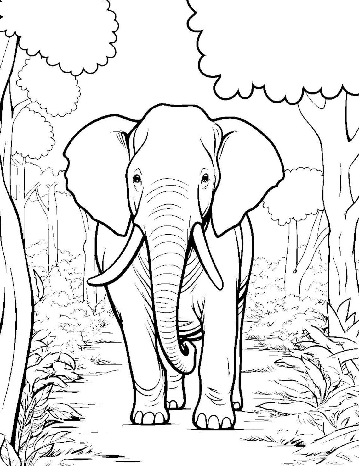 25 Elephant Coloring Pages ,printable Pdf Book for Kids and Adults - Etsy