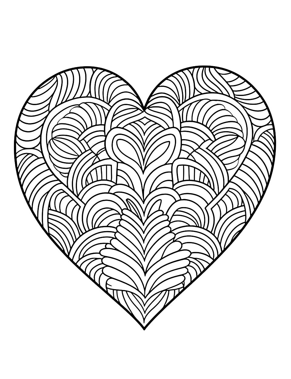 Heart Printable Coloring Pages Book | Cute Hearts Coloring Sheets for ...