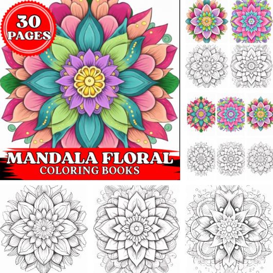 Mandala Floral Coloring Pages for Kids & Adults | Printable Flower ...