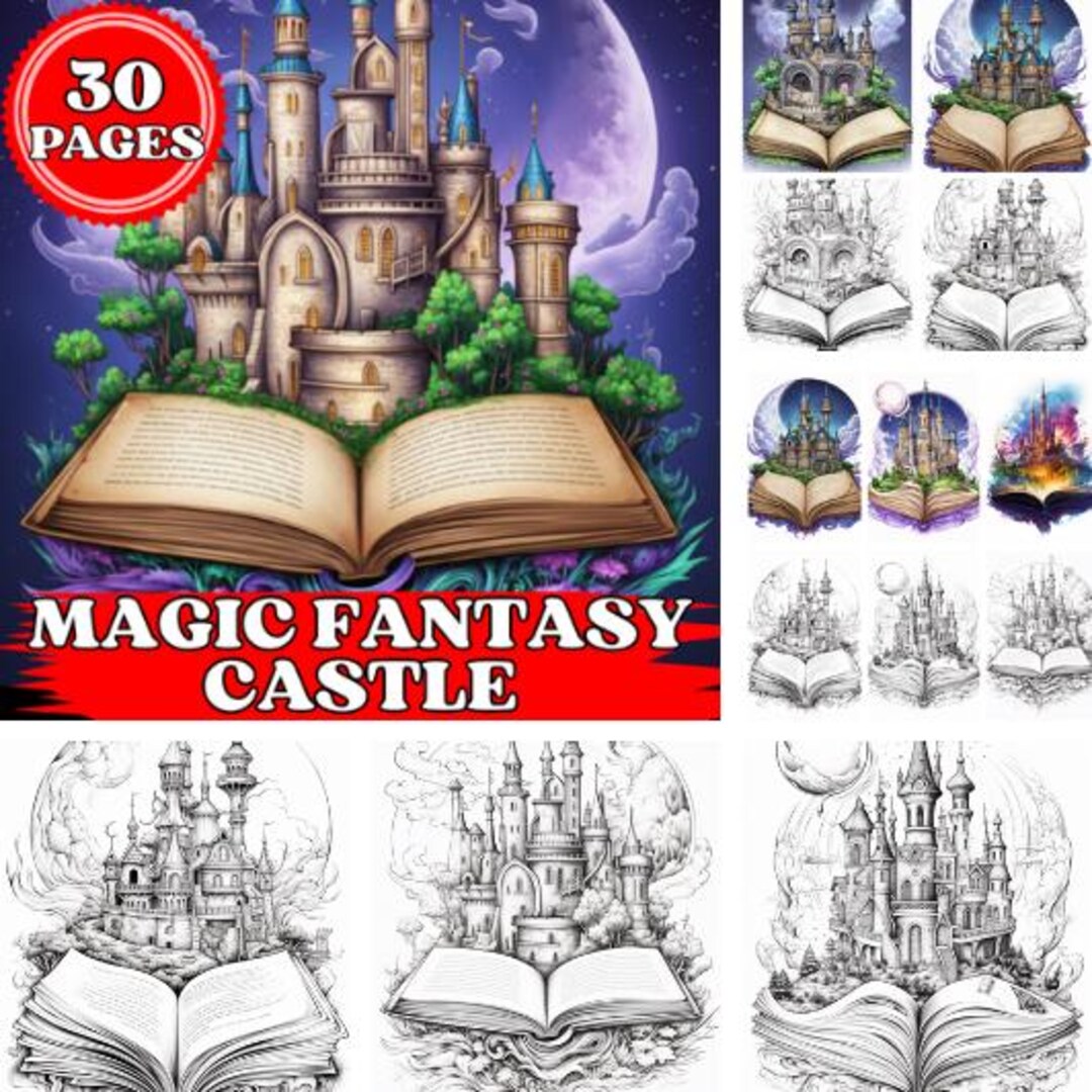 Magic Fantasy Castle Coloring Pages | Fairy Tale Medieval Castle ...