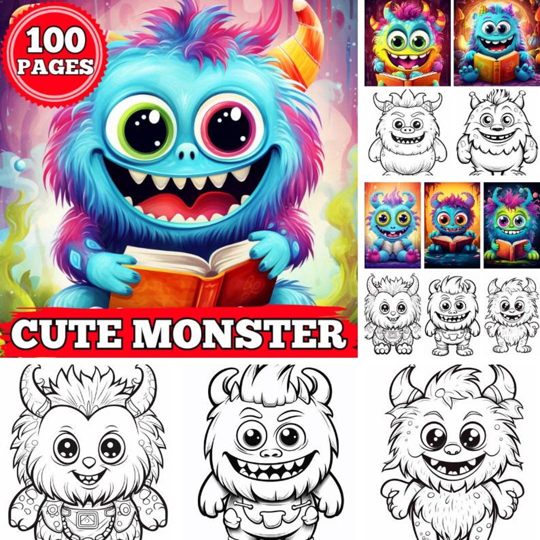 Cute Monster Coloring Pages for Kids & Adults | Printable Monster ...