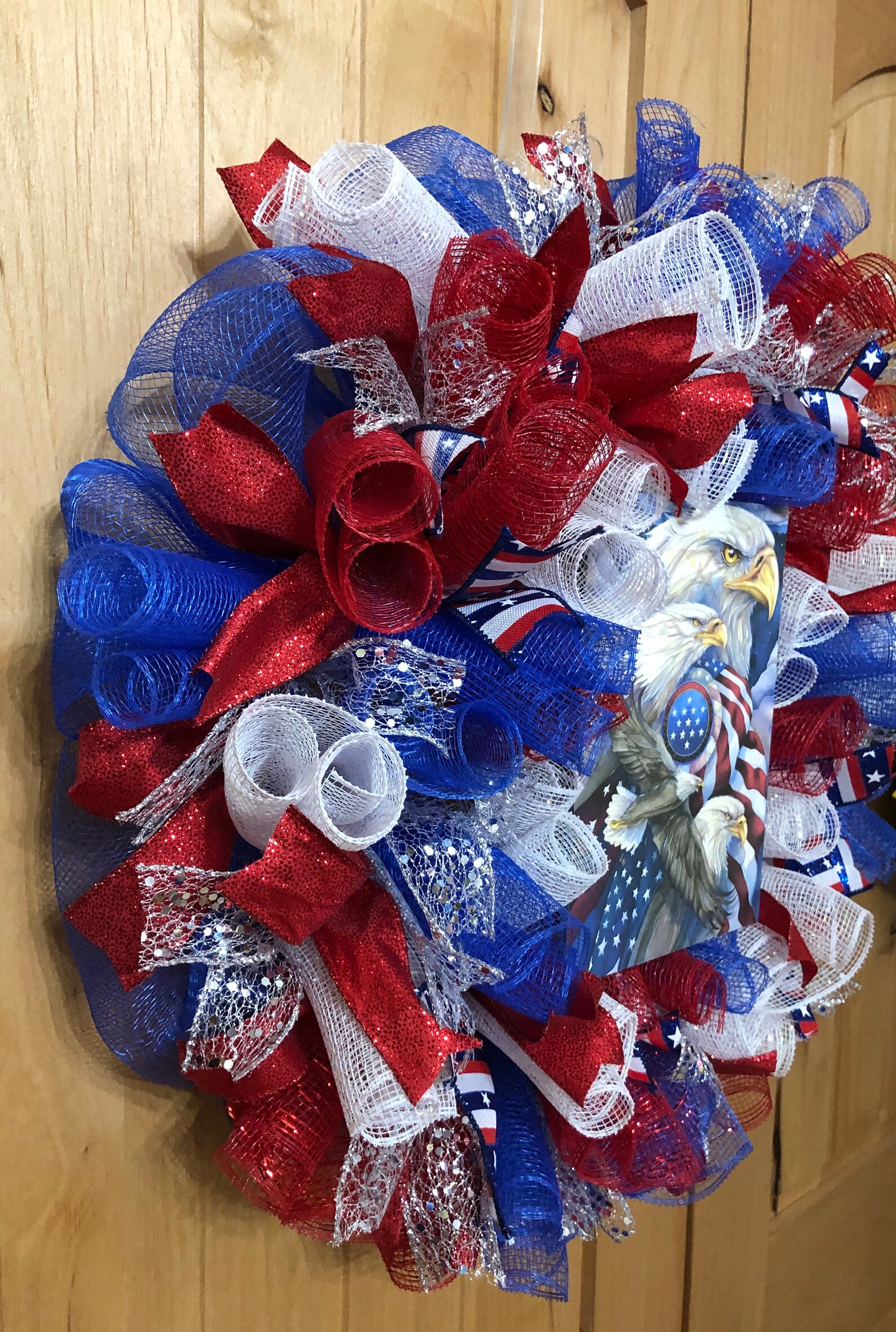 Patriotic Wreath/red White Blue Wreath/eagles Wreath/inside - Etsy
