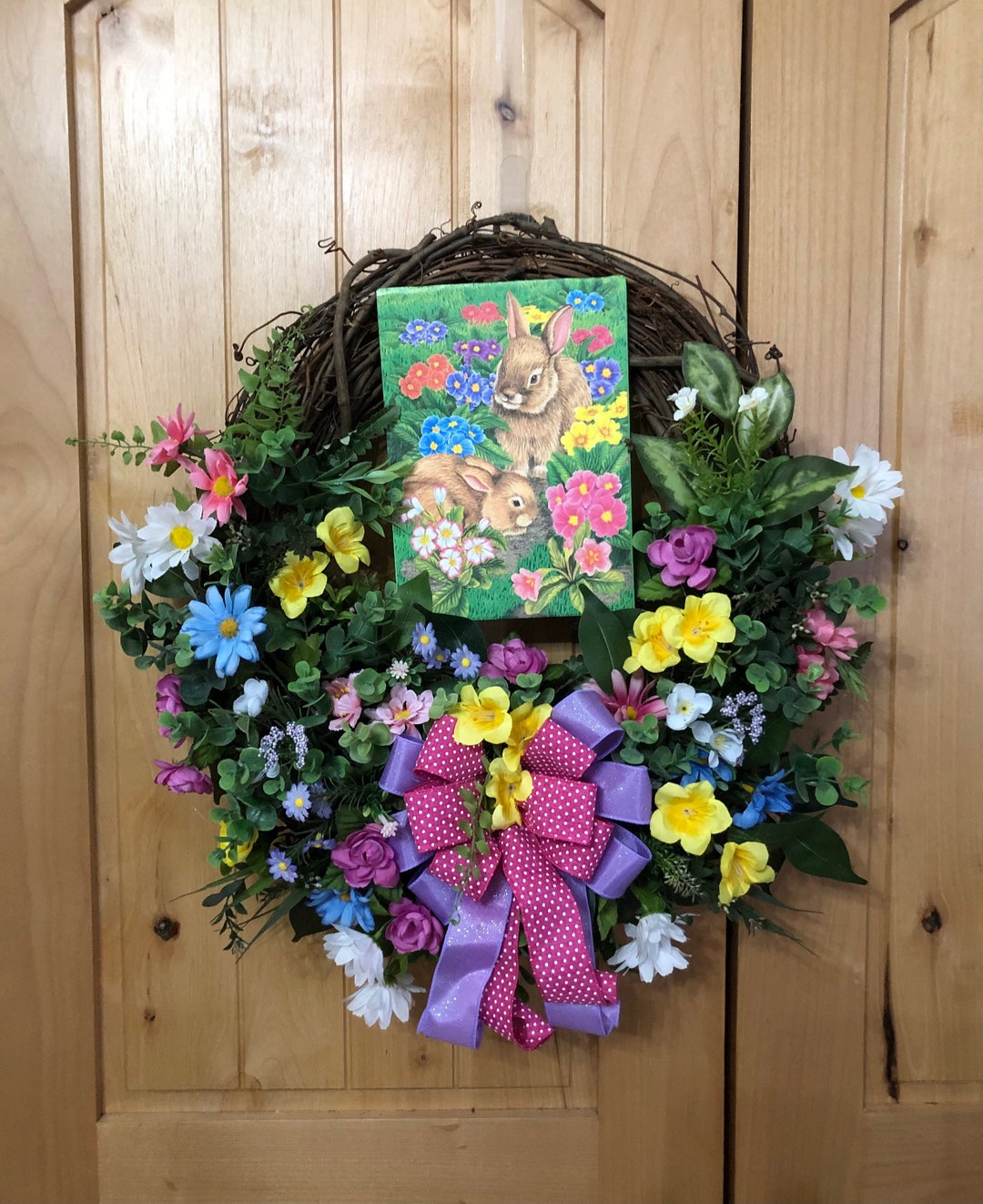 Bunny Flower Wreath/flower Bunny Wreath/spring Bunny Wreath/spring ...