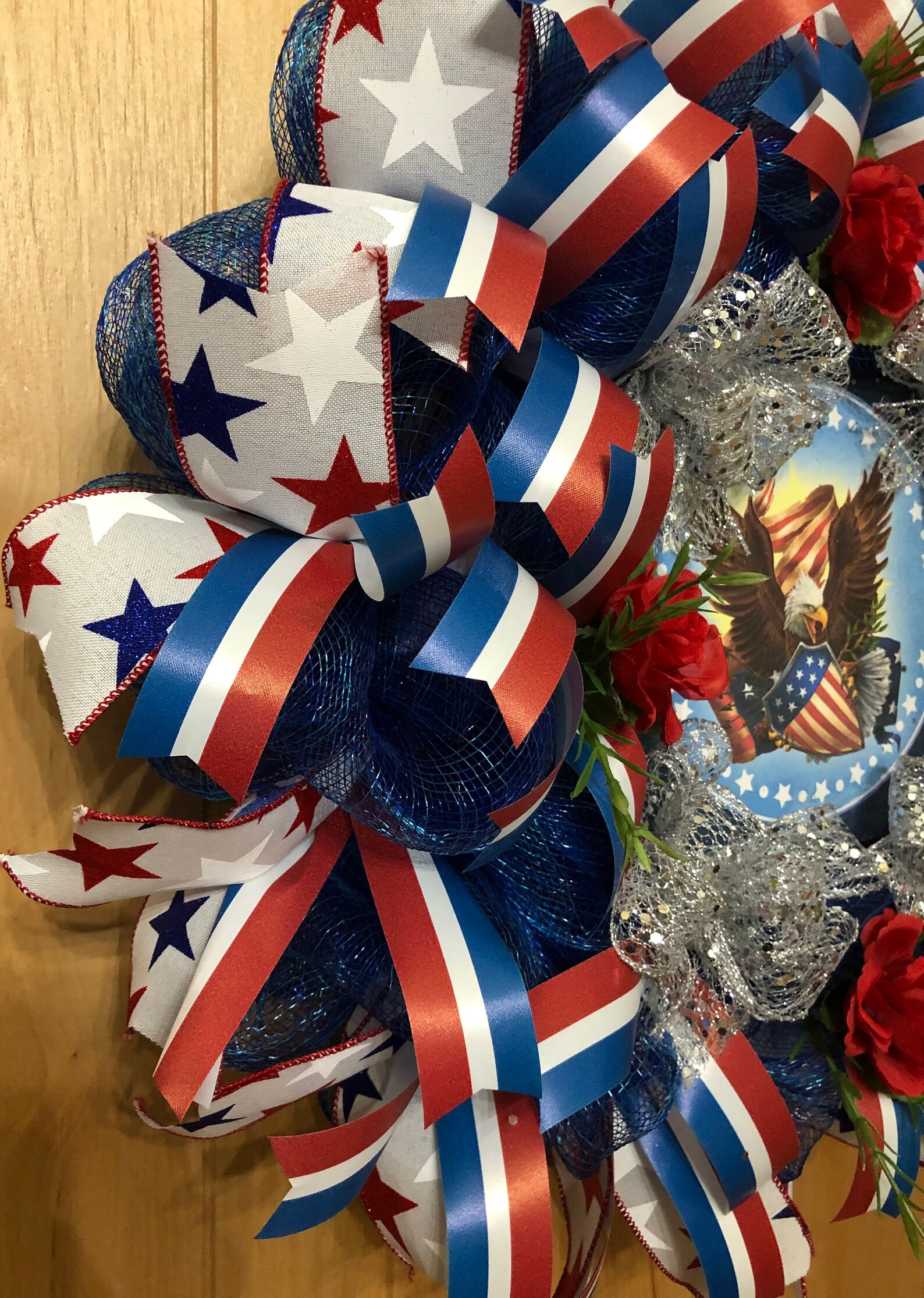Patriotic Eagle Wreath/red White Blue Wreath/american Eagle - Etsy