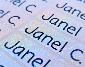 Glitter Rainbow Waterproof Long Name Stickers Daycare Labels Print Kids ...