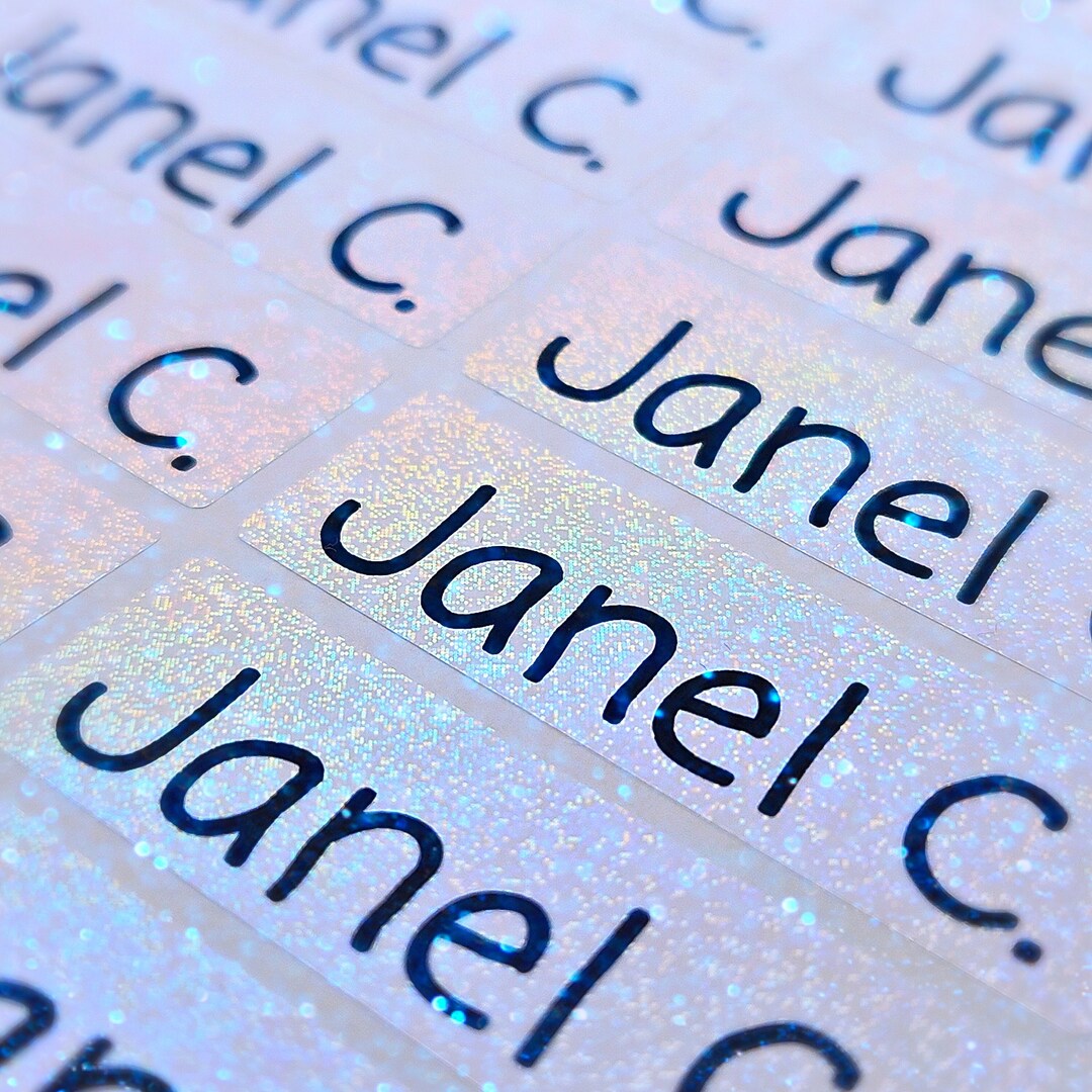 Glitter Rainbow Waterproof Long Name Stickers - Daycare Labels - Print ...