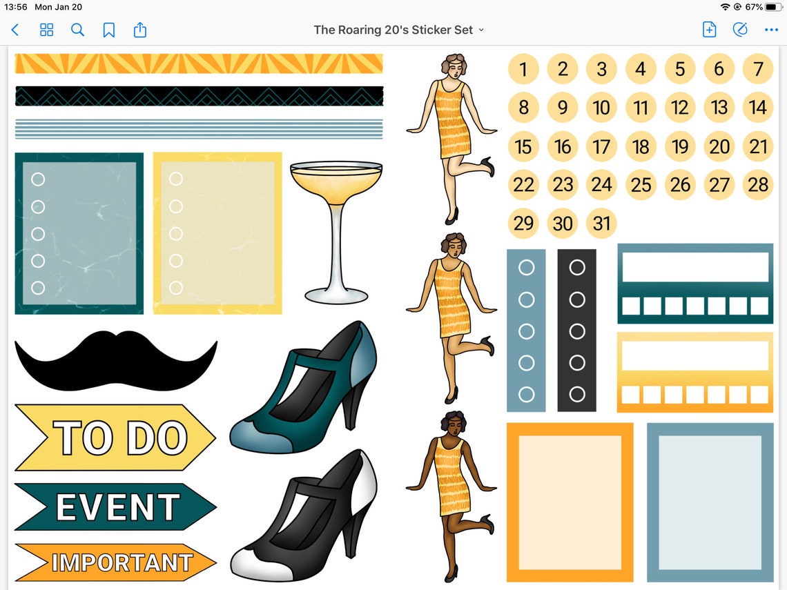 The Roaring 20s Sticker Set for Digital Planners Goodnotes | Etsy