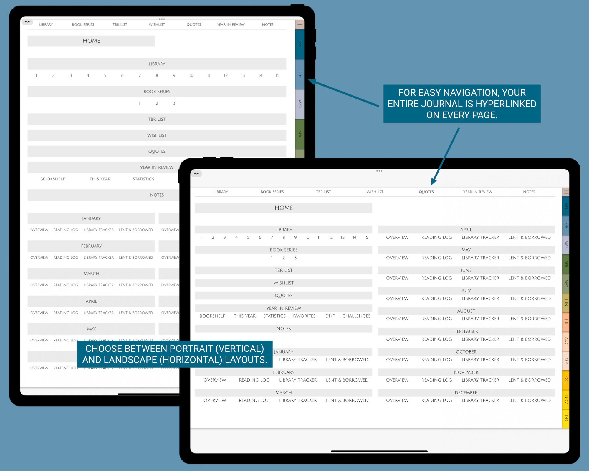 Digital Reading Journal summer Over 300 Books Goodnotes, Notability ...