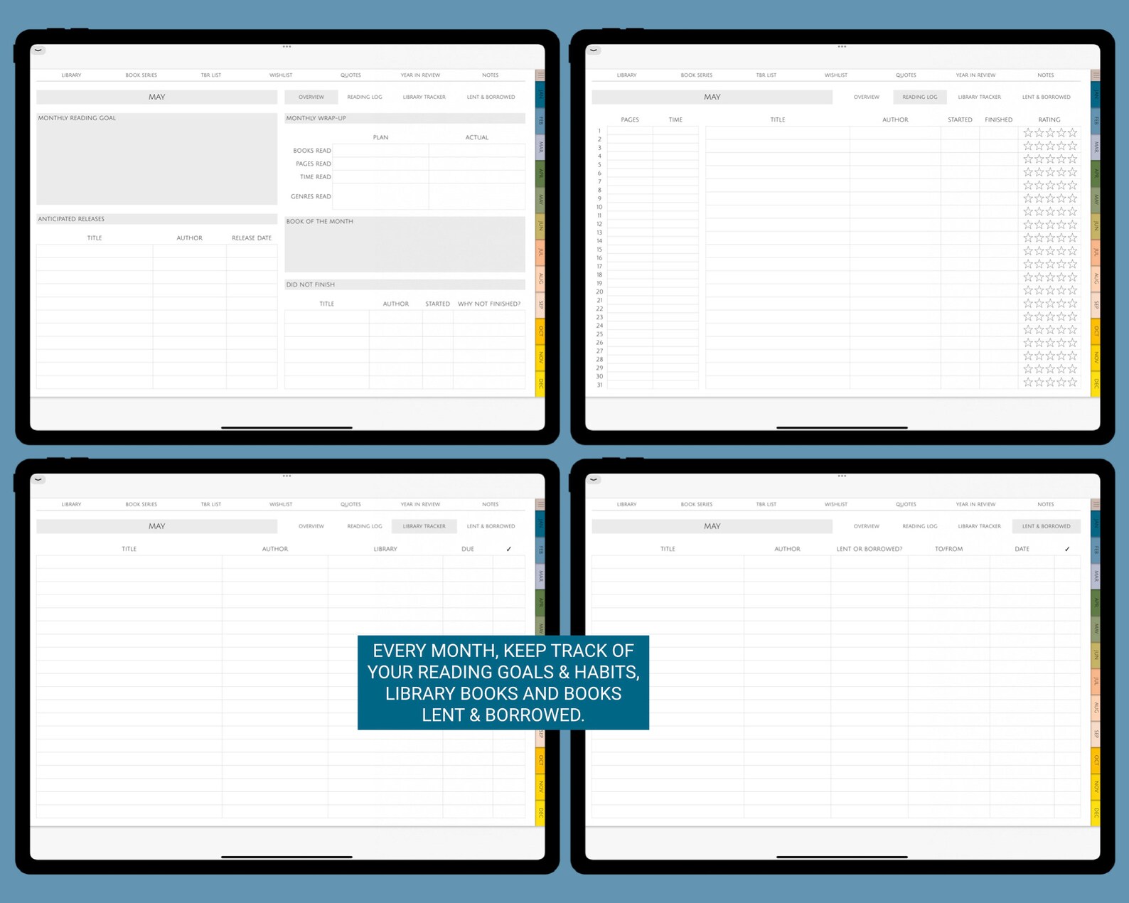 Digital Reading Journal summer Over 300 Books Goodnotes, Notability ...