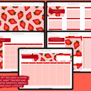 Digital Strawberry Planner Pages Goodnotes Optimized, Undated ...