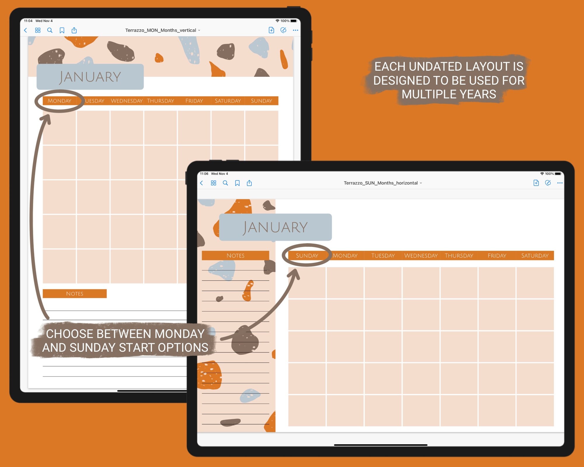Digital Terrazzo Planner Pages | Goodnotes Optimized, Undated ...