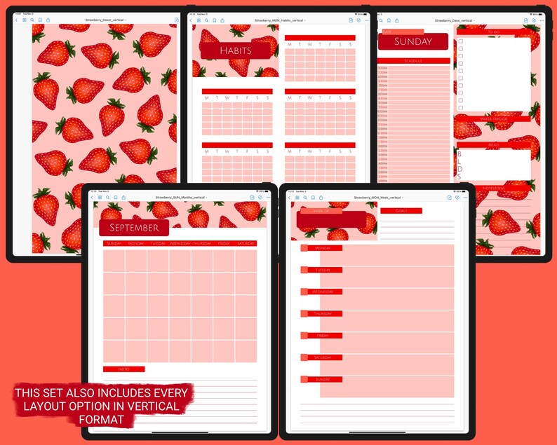 Digital Strawberry Planner Pages Goodnotes Optimized, Undated ...