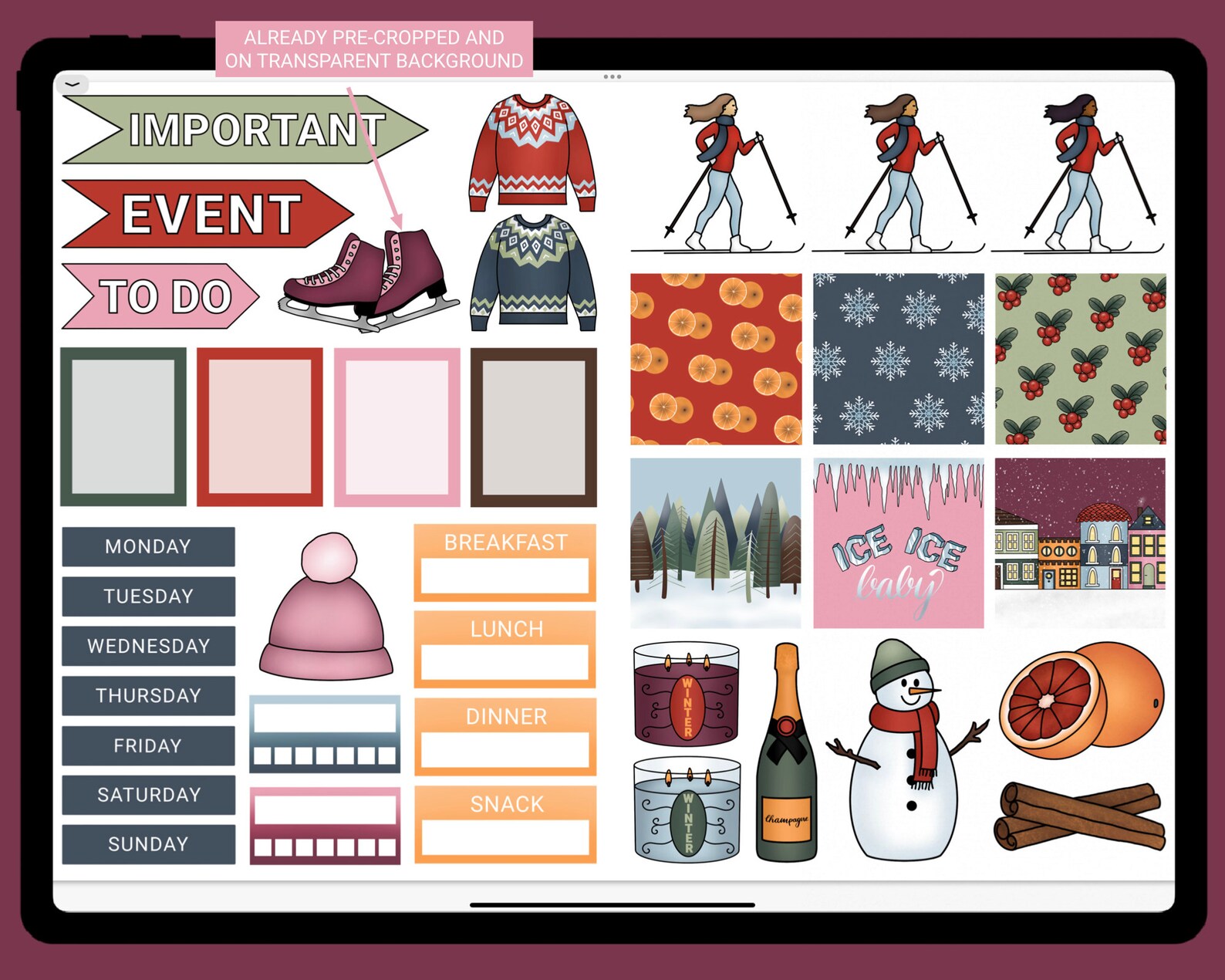 Winter Sticker Set for Digital Planners | Goodnotes Optimized, Pre ...