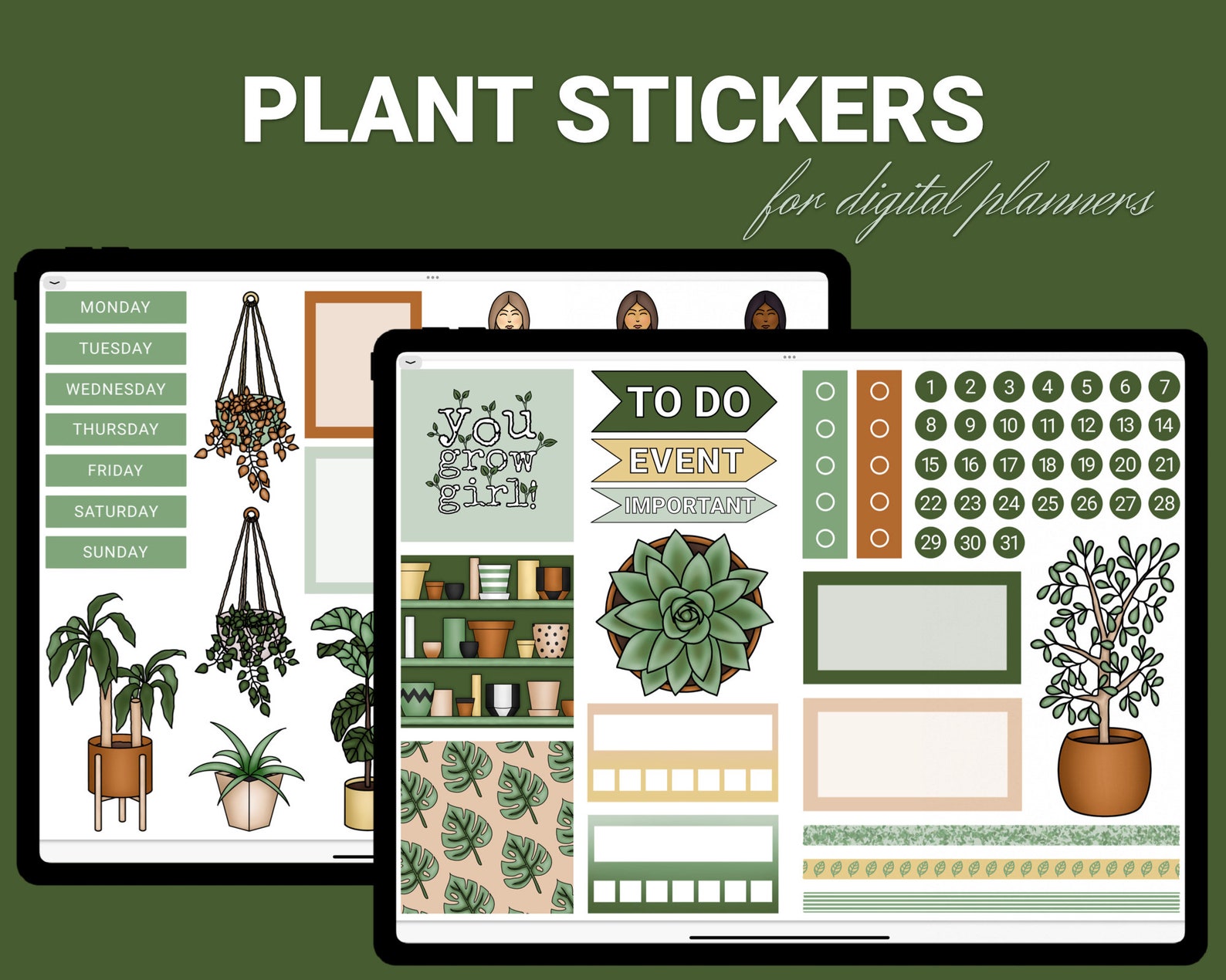 Plant Sticker Set for Digital Planners Goodnotes Optimized - Etsy
