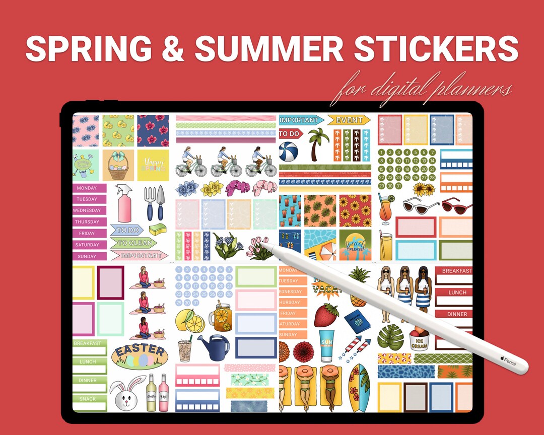 The Spring Summer Sticker Bundle for Digital Planners - Etsy