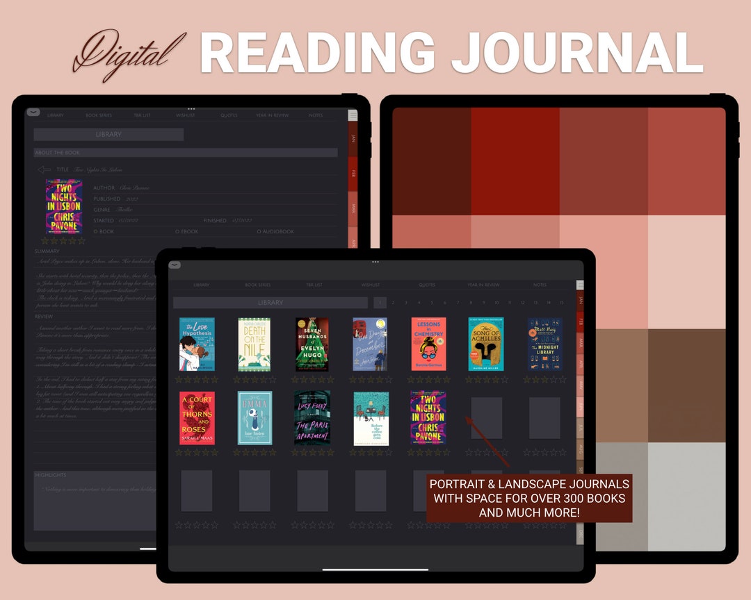 Dark-mode Reading Journal love Over 300 Books Goodnotes, Notability ...