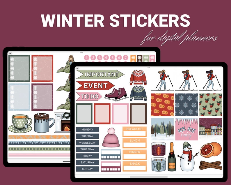 Winter Sticker Set for Digital Planners | Goodnotes Optimized, Pre ...