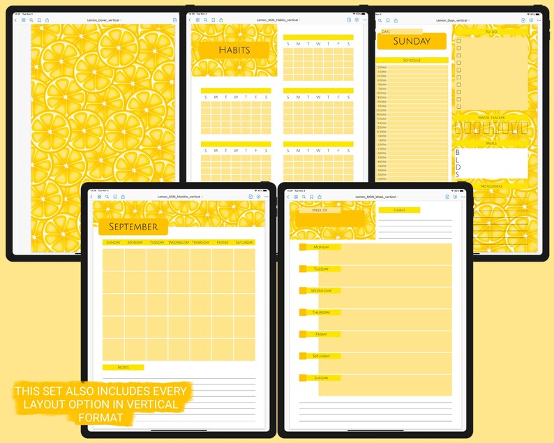 Digital Lemon Planner Pages Goodnotes Optimized, Undated, Individual ...