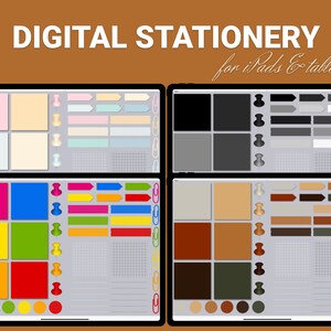 Digital Stationery Sticker Set: Sticky Notes, Push Pins, Paper Clips ...
