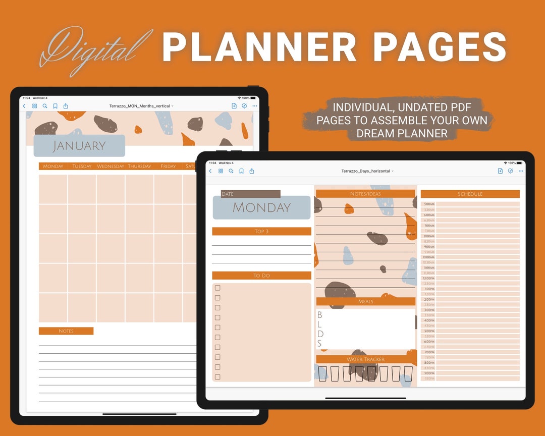 Digital Terrazzo Planner Pages | Goodnotes Optimized, Undated ...