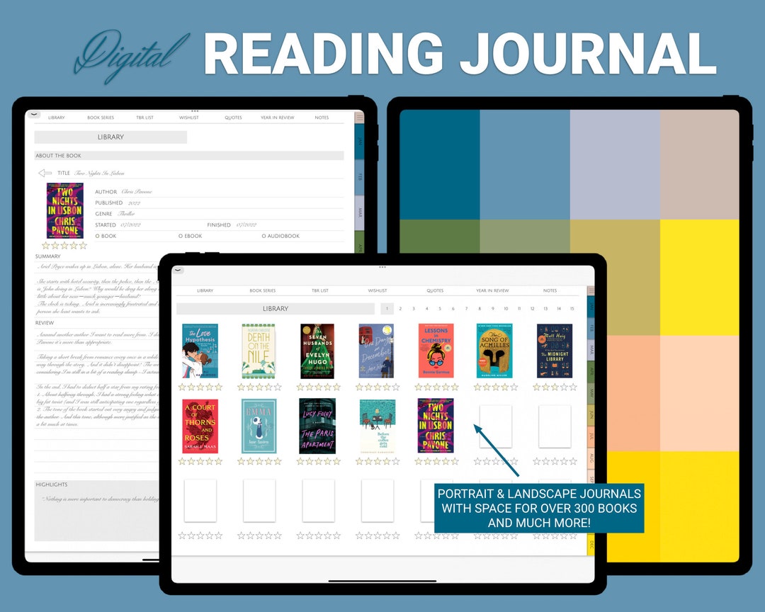 Digital Reading Journal summer Over 300 Books Goodnotes, Notability ...