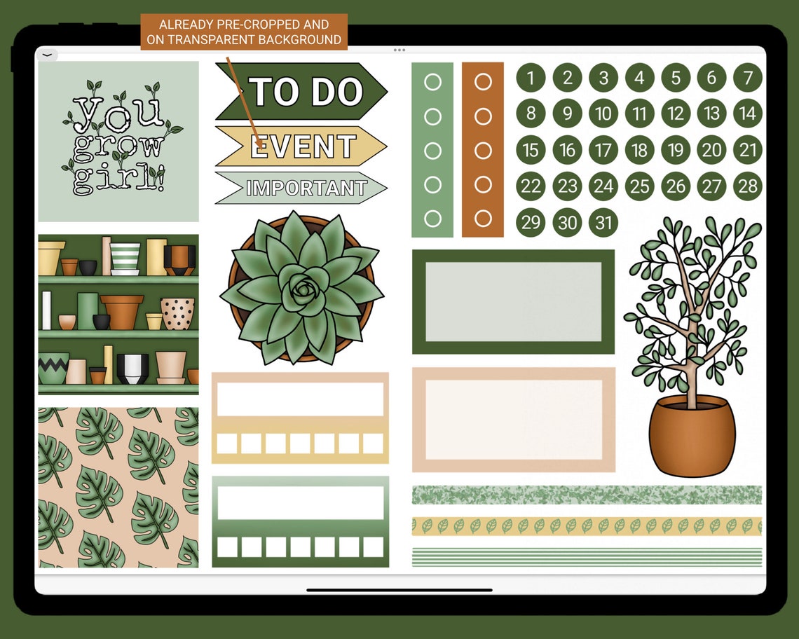 Plant Sticker Set for Digital Planners Goodnotes Optimized - Etsy